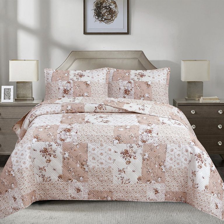 QUILT ANDES ESTAMPADO KING PATCHWORK BEIGE | Sodimac Chile