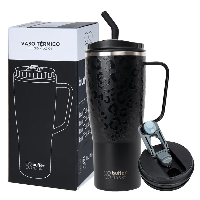 Vaso Termico Mug Tumbler Buffer 1Lt Acero Inox Frio Calor - Negro ...