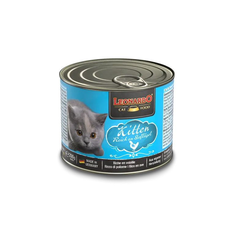 CAT FOOD LEONARDO Alimento Leonardo Lata Kitten Para Gato, 200Gr ...