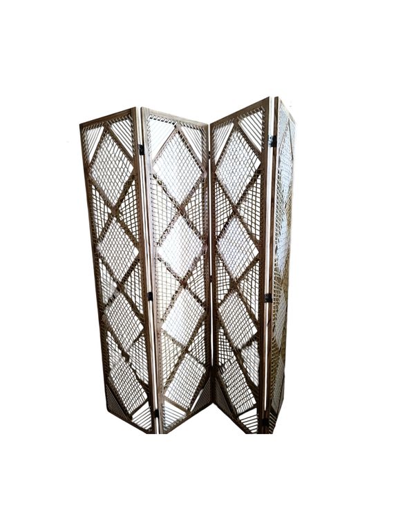 BIOMBO DE MADERA 4 CUERPOS TEJIDO ALGODON | Sodimac Chile