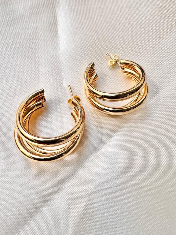 GENERICO Aros Triples Clásicos en baño de oro | falabella.com