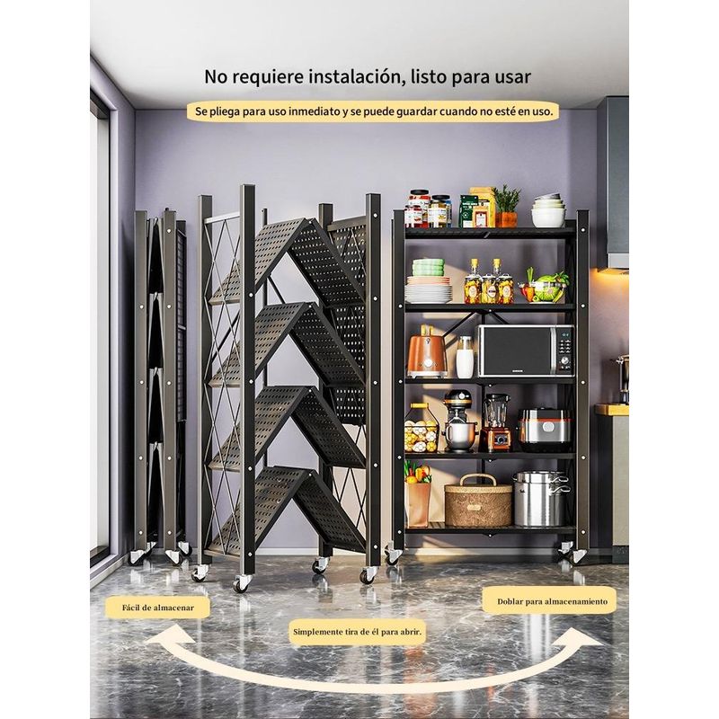 GENERICO Estante Metálico Plegable Multiuso con 4 Niveles Ajustables ...