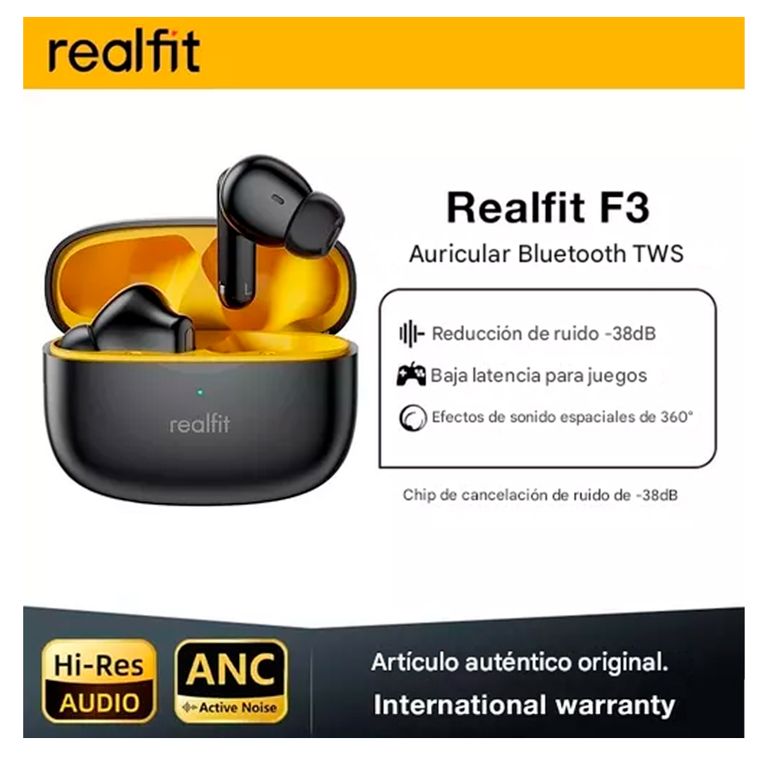 GENERICO Audífonos Inalámbricos Realfit F3 Tws Anc Negro Naranja ...