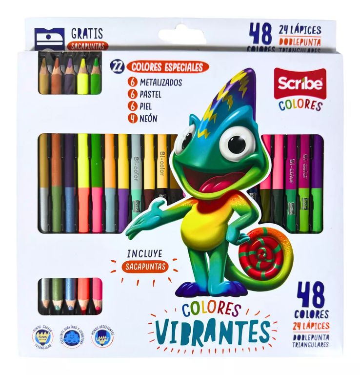 Lápices De Colores Scribe 24 Ud Doble Punta X 48 Colores | Sodimac Chile