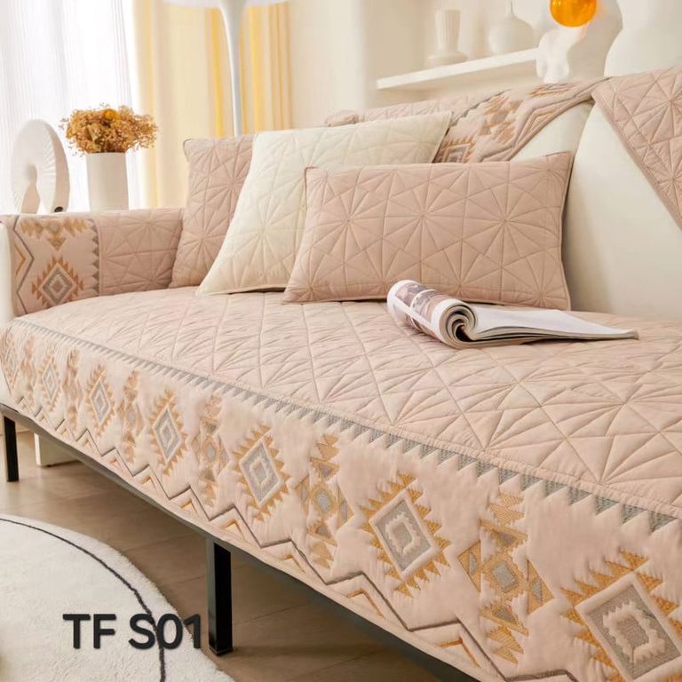 ANGELES DEL HOGAR MANTA PARA SOFA BORDADO 3 CUERPO 180X70 SALMON TFS01 ...
