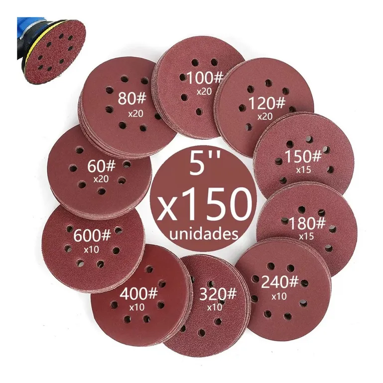 150 Disco De Pulir Con Velcro 5'' 125mm P60-600 Madera Metal | Sodimac ...