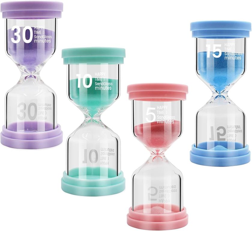 KUANGYE Set 4 Relojes De Arena Juegos Tiempos 5 10 15 30 Mins Vidrio ...