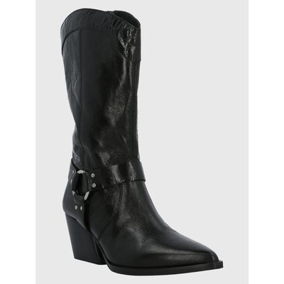 Hush Puppies Bota Cuero Mujer Tim Negro