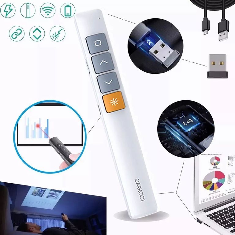 EDWINAYY Presentador Powerpoint Láser Diapositiva Puntero Inalámbrico ...