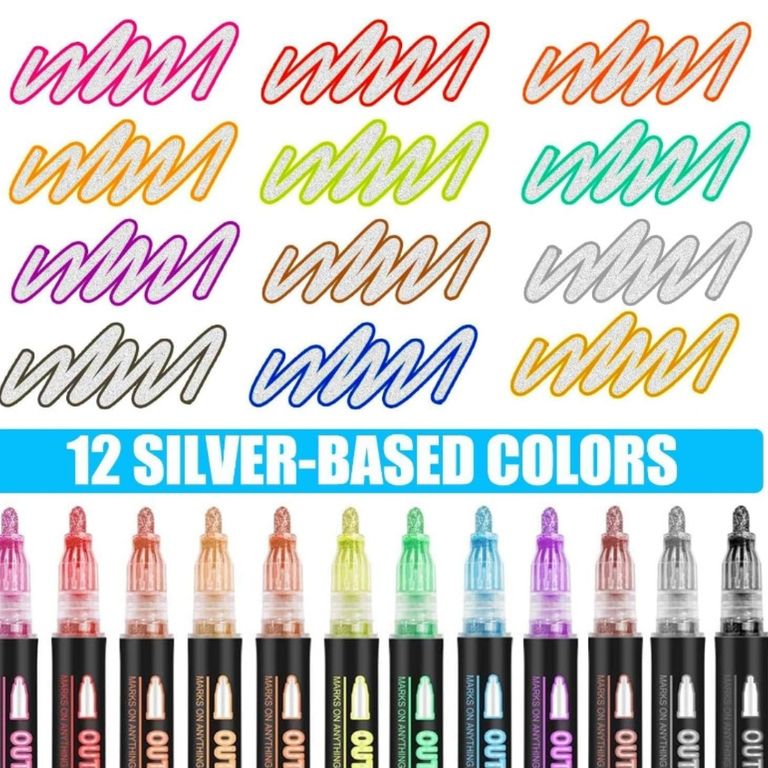 MOTARRO Set 12 Plumones Lettering Contorno Metalizado Outline ...