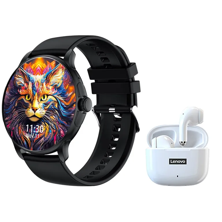 Toumi Watch GT-H9-B Amoled y Lenovo LP40 Pro-Blanco De Audífonos tws ...