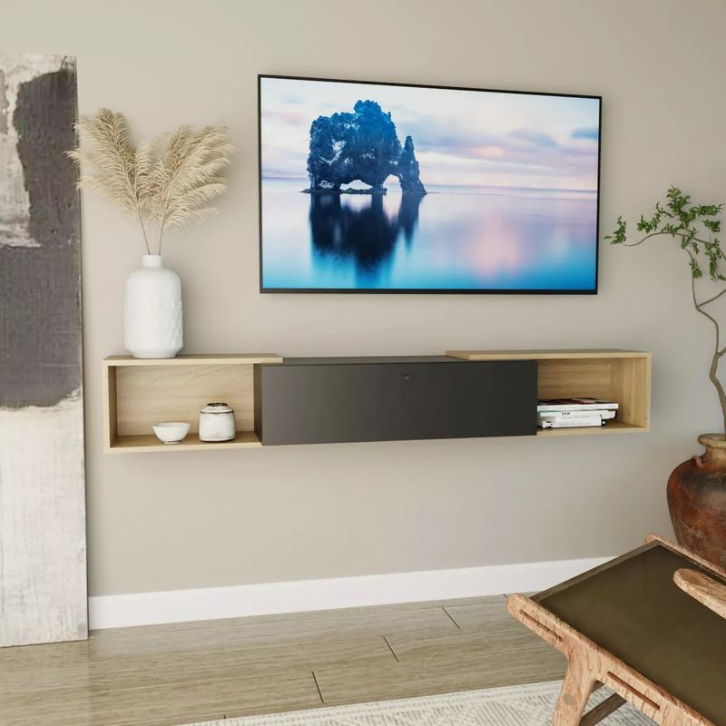 AMV TIENDA ONLINE Rack Tv Flotante 1 Puerta Estante Regulable Arrimo ...