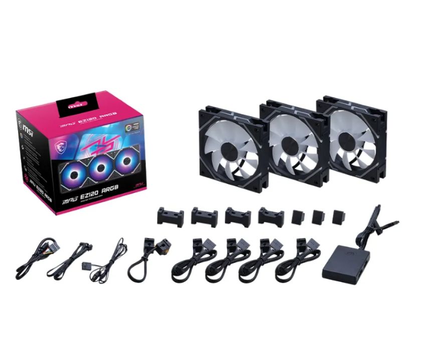 MSI KIT 3 Ventiladores 120 mm. - MSI MPG EZ120 ARGB-3B - ARGB / Rainbow ...