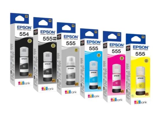 EPSON PACK 6 TINTAS EPSON ORIGINAL T555 T554 PARA L8160 L8180 ...