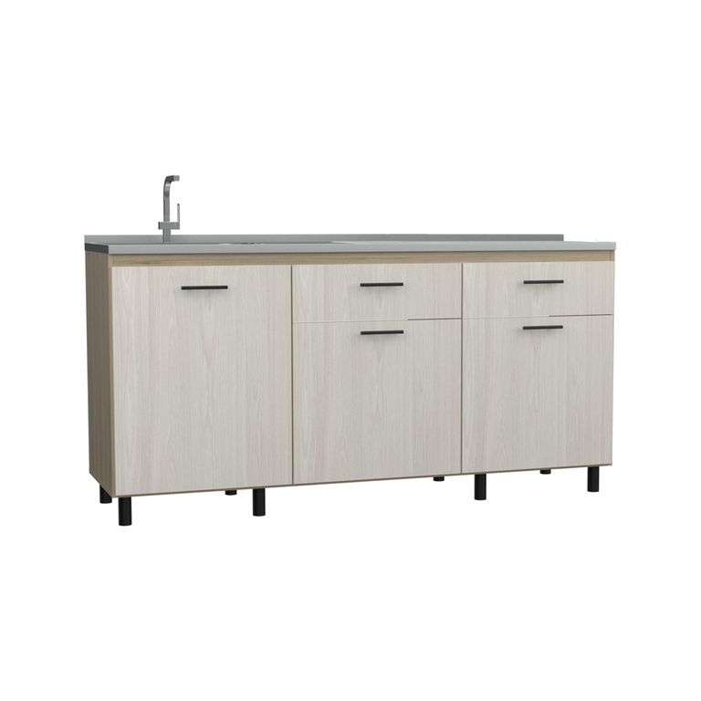 Mueble Base Cocina 3 Puertas 2 Cajones E Beige y Café Claro 73.6x60x40 ...