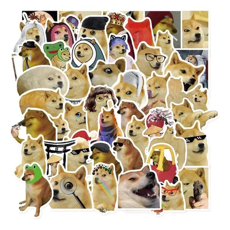 BIGBAMSPACE Perrito Meme Pack De Stickers 50 Pegatinas - Negro ...