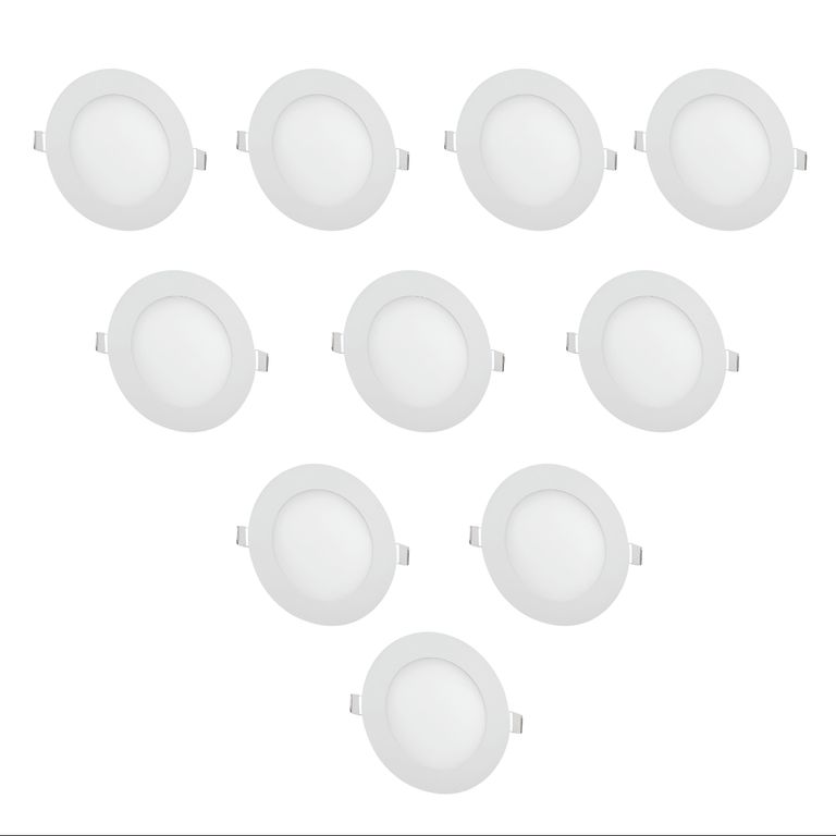 10 Focos Panel Led 12W Redondo Embutido 220V Luz Cálida | Sodimac Chile