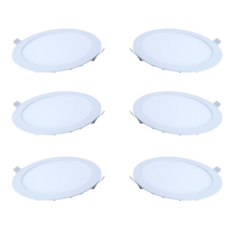 6 Focos Panel Led 24W Redondo Embutido 170/158mm Luz Fría | Sodimac Chile