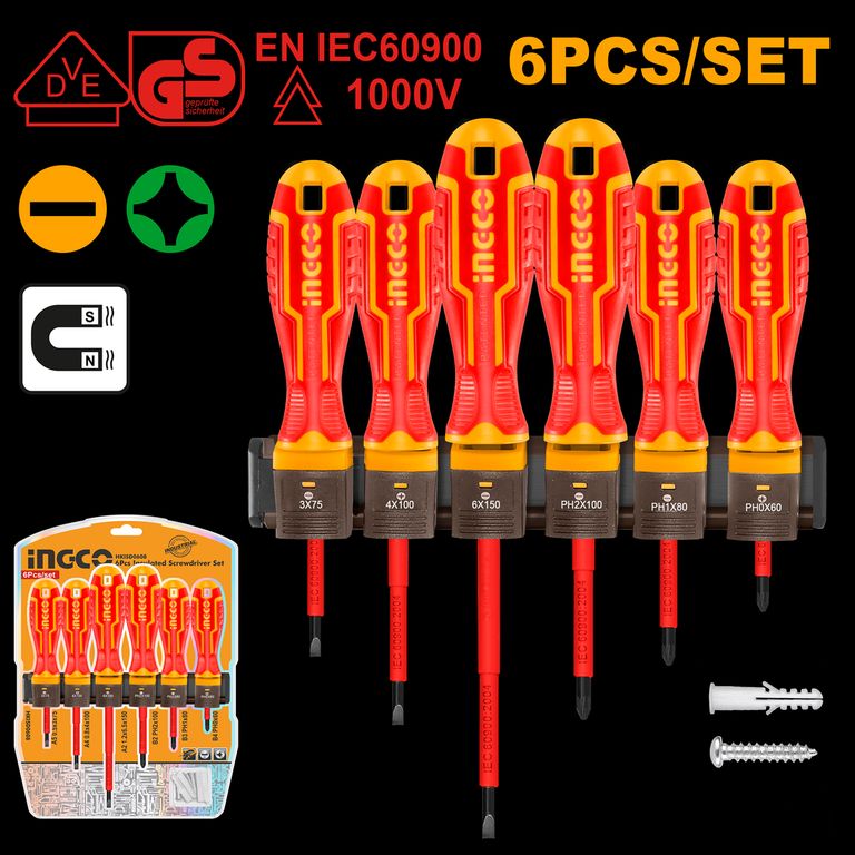 INGCO Set Destornilladores Electricos Aislado 6pcs Ingco Hkisd0608 ...