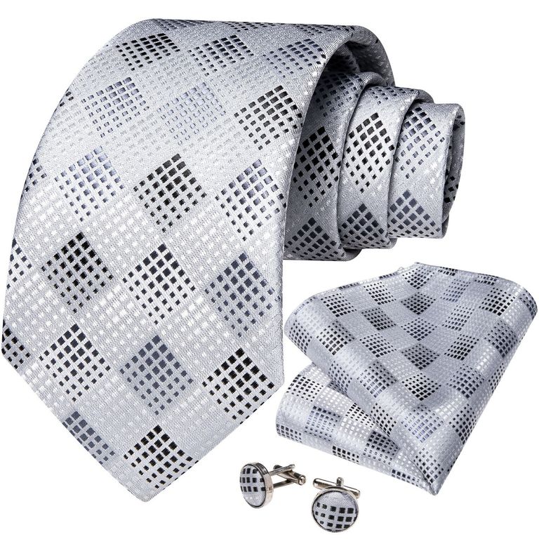 SN SONEC Corbata Gris seda hombre con paño y colleras Modelo Punto Gris | falabella.com