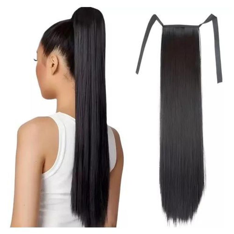 GENERICO Postizos de extensiones de cola fibra Kanekalon pelo liso ...