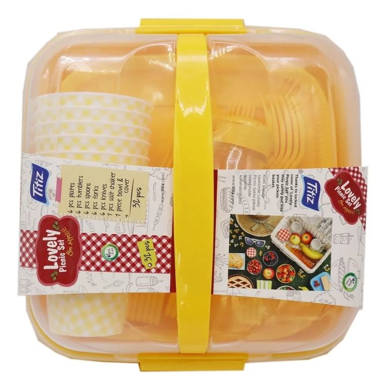 GENERICO Set Picnic Pack Camping 6 Personas 32 Piezas Titiz Amarillo ...