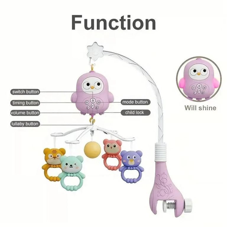 Móvil De Bebé Musical Giratorio con Sonajero Rosado | Sodimac Chile