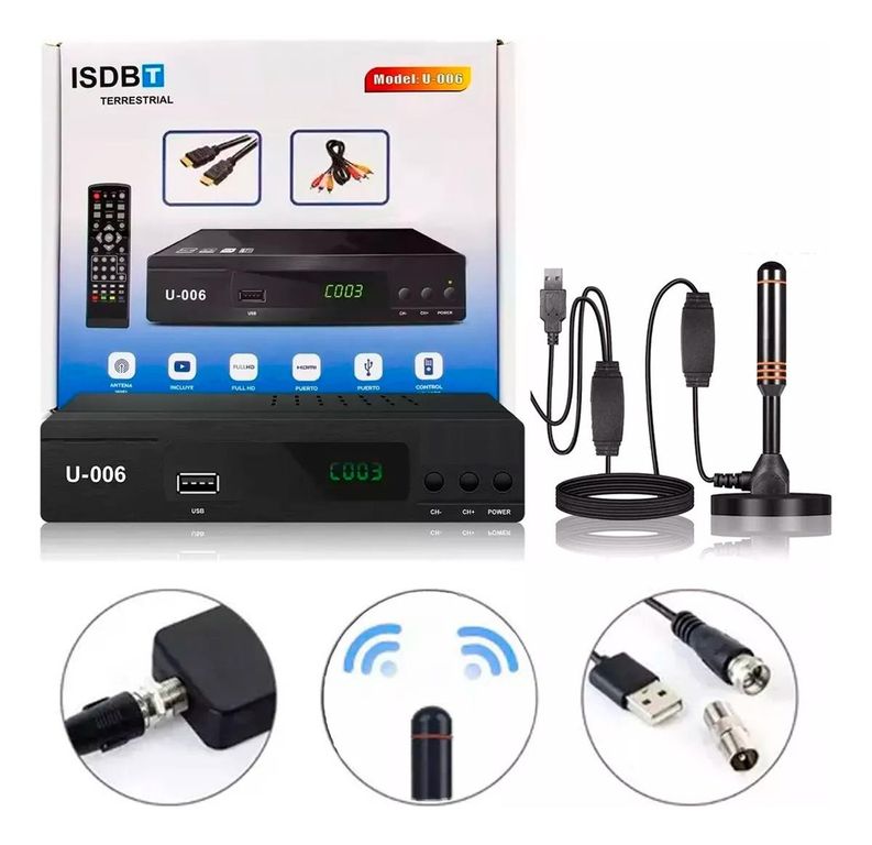 GENERICO Decodificador TV Digital Full HD con Antena Potenciadora ...