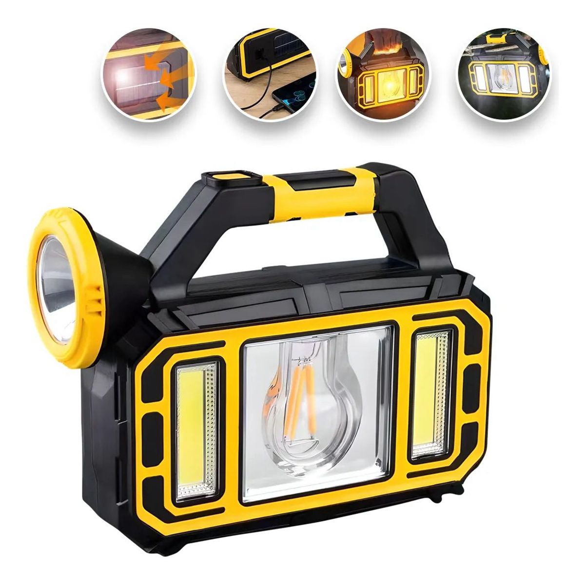 MOVI Linterna Recargable Con Power Bank De Panel Solar Recargable ...