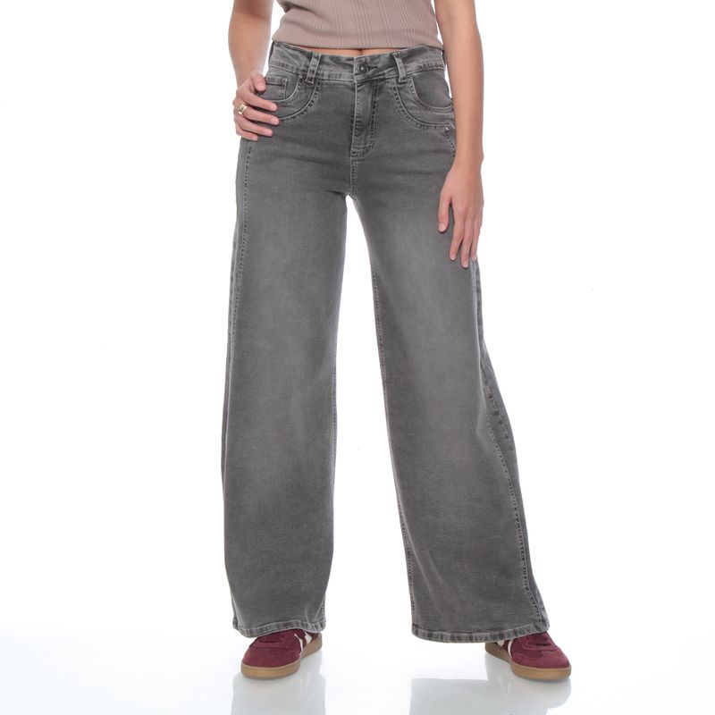 WADOS JEANS WIDE LEG TIRO ALTO COSTADILLO PRETINA BASICA 1 BOTON | falabella.com