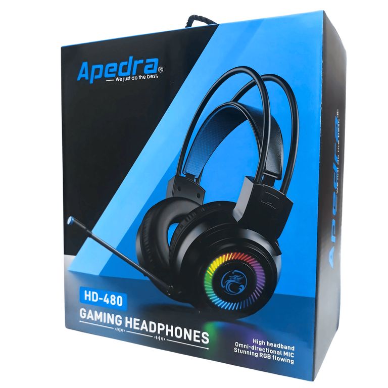 IMICE Audífonos Con Micrófono Gamer Apedra Hd-480 Usb Con Luz Rgb ...