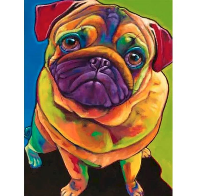 GENERICO Pintura Por Numeros Mascota Perro Pug Pinta Tu Cuadro 40x50 ...