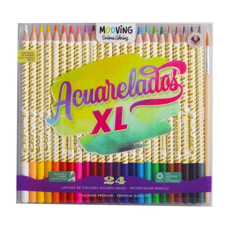 MOOVING Mooving 24 Lápices Colores Acuarelables XL Premium | falabella.com