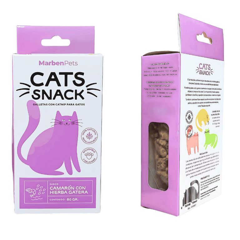 MARBEN PETS Galletas Cats Snack Sabor Camaron y Hierba Gatera Gato 80gr | falabella.com