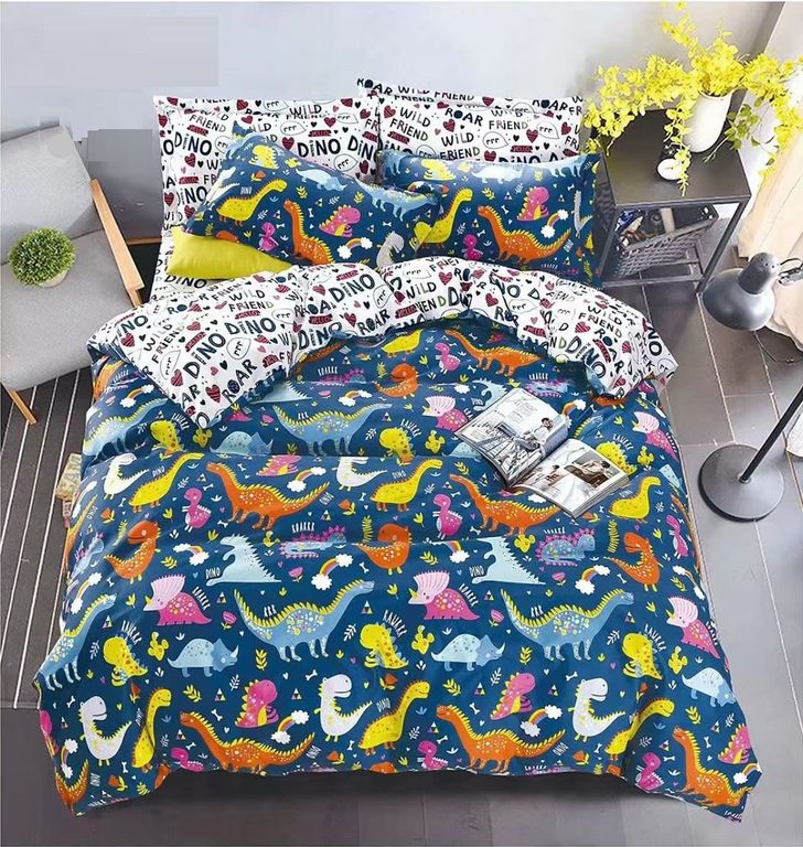 GENERICO Sábana DE NIÑO AZUL DINO INFANTIL 1.5 PLAZA TENG FEI ...