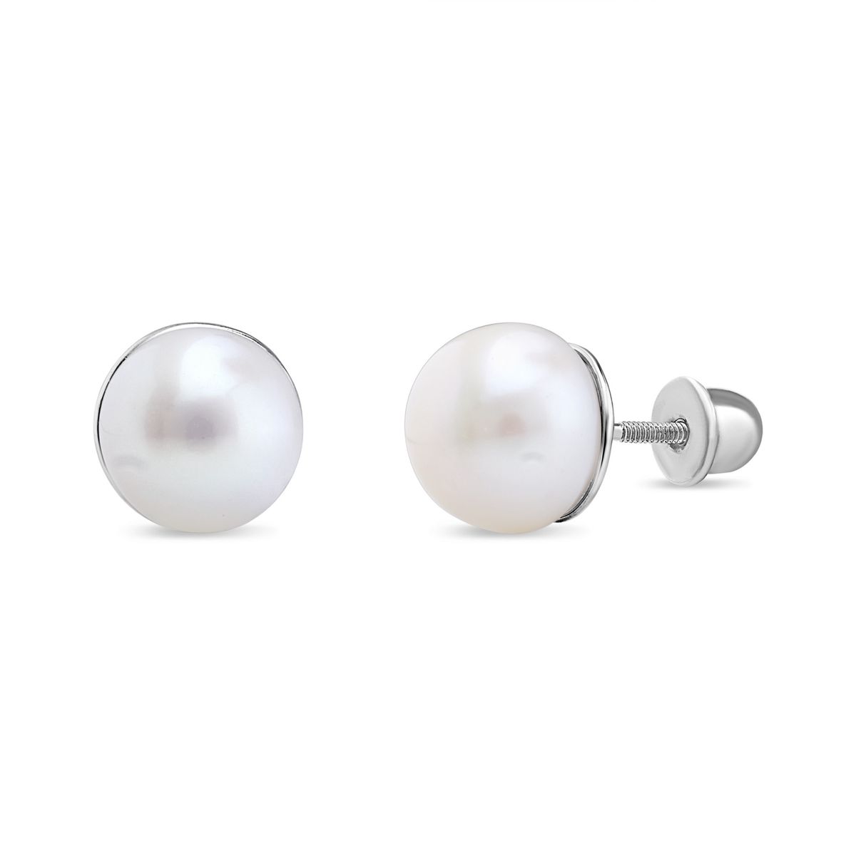 TIANA JOYAS Aros de Perla de 9 mm en Plata 925 Joya Infanil Arito Niña ...