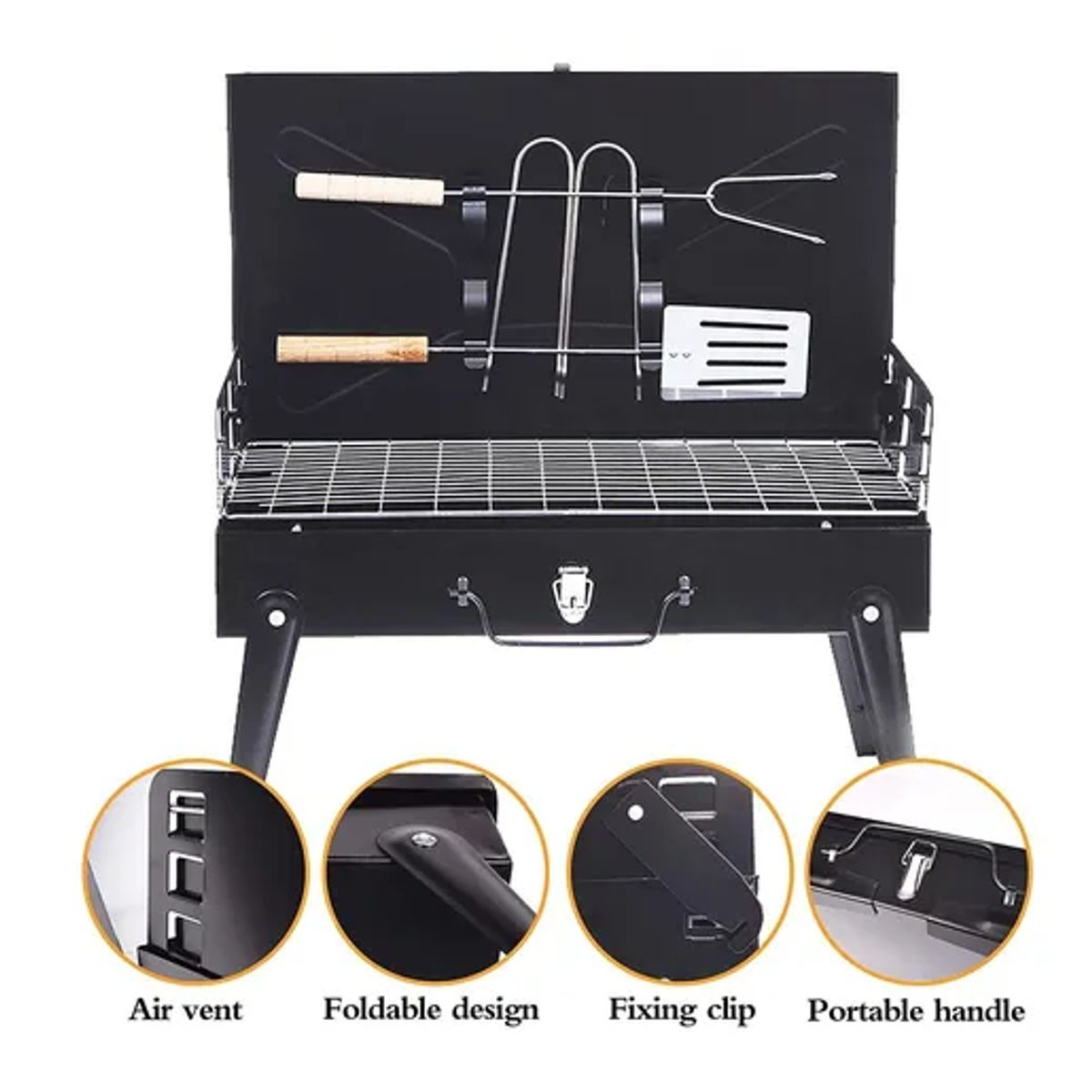 GENERICO Parrilla asador de carbón plegable mini portátil para aire ...