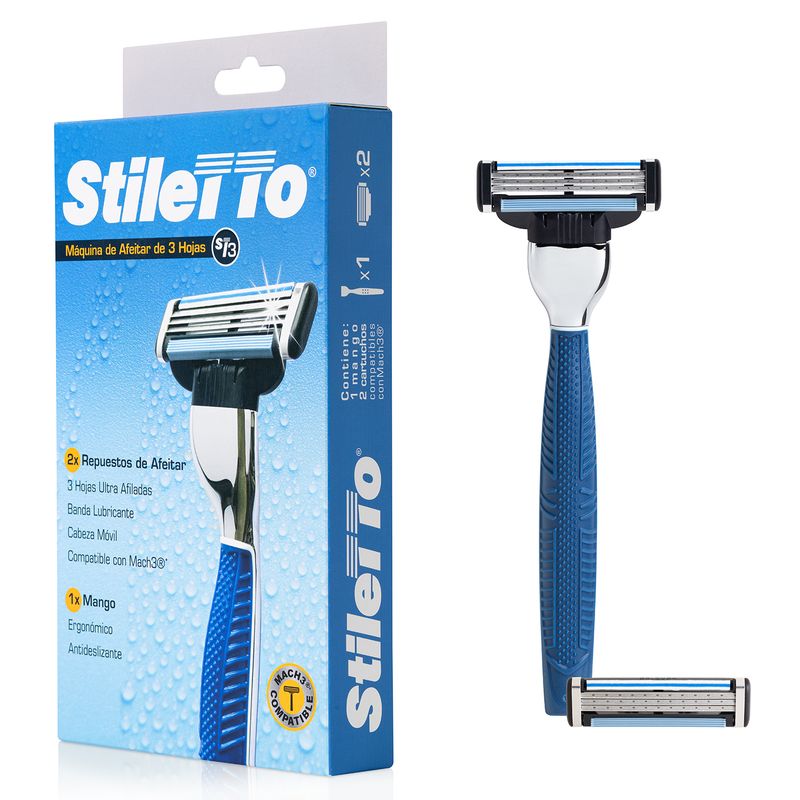 STILETTO STILETTO® KIT DE AFEITADO DE 3 HOJAS COMPATIBLE CON MACH3 ...