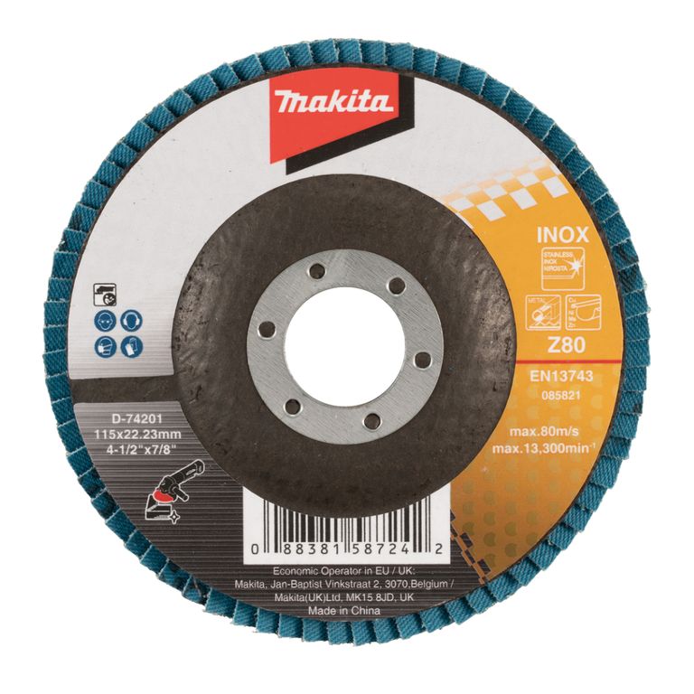 MAKITA Disco Traslapado Gr80 Metal Acero Inoxidable Makita D-74201 ...