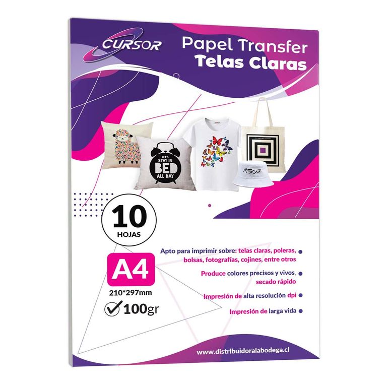 CURSOR Papel Transfer Telas Claras 10 Hojas A4 Cursor | falabella.com