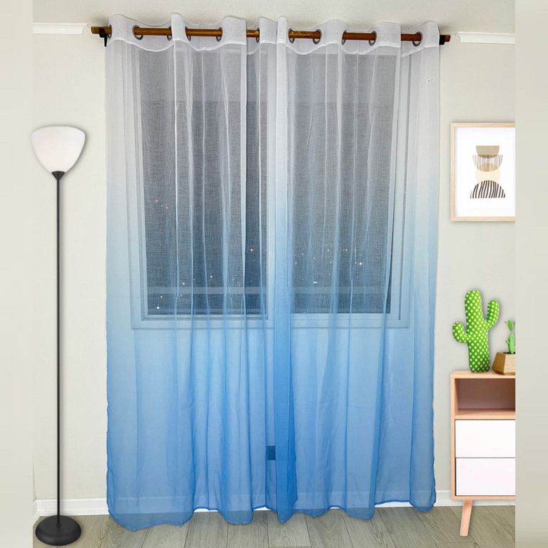 GENERICO Pack De Visillos En Degrade Medida 140cm x 230cm Color Celeste ...
