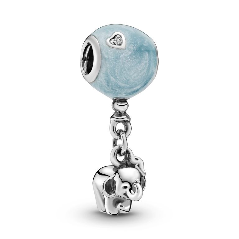 PANDORA Charm En Plata De Ley Elefante Y Globo Azul Mujer Pandora ...