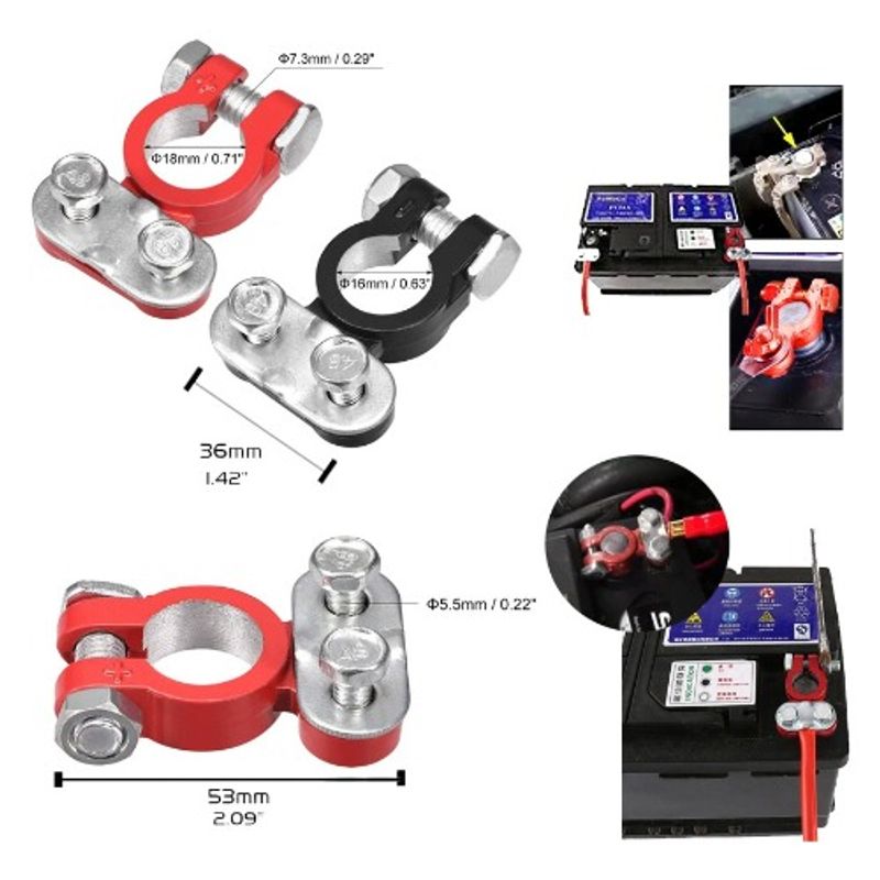 GENERICO Bornes Terminales Para Batería Auto 12v Positivo Negativo ...