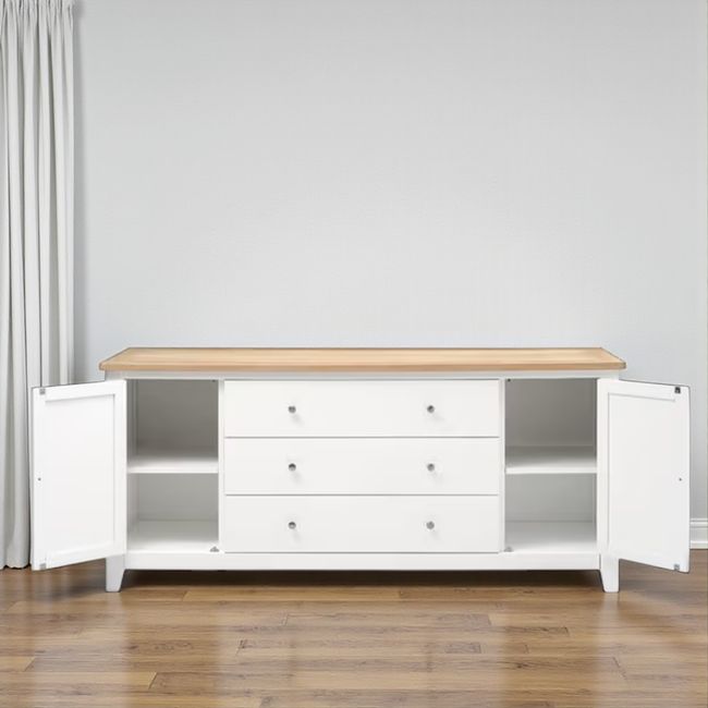 Buffet de madera Gael 180x55x80 color Blanco cubierta Natural | Sodimac ...