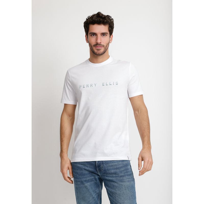 PERRY ELLIS Polera Hombre Manga Corta Blanco | falabella.com