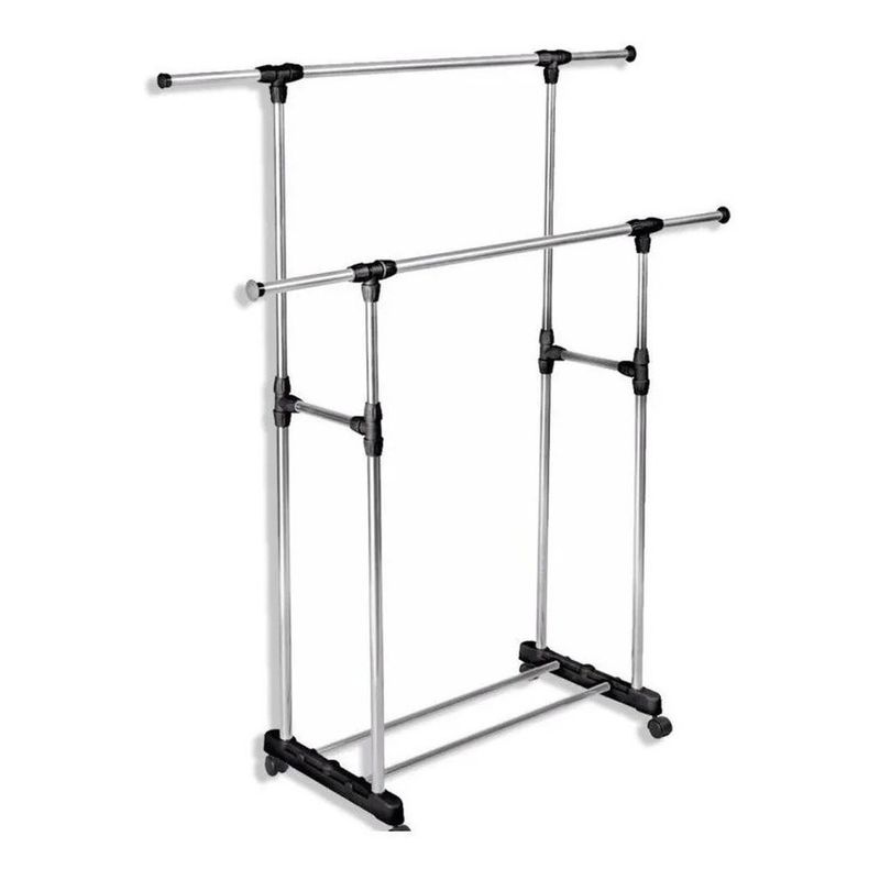 Perchero metálico doble barra para ropa fácil transporte | Sodimac ...