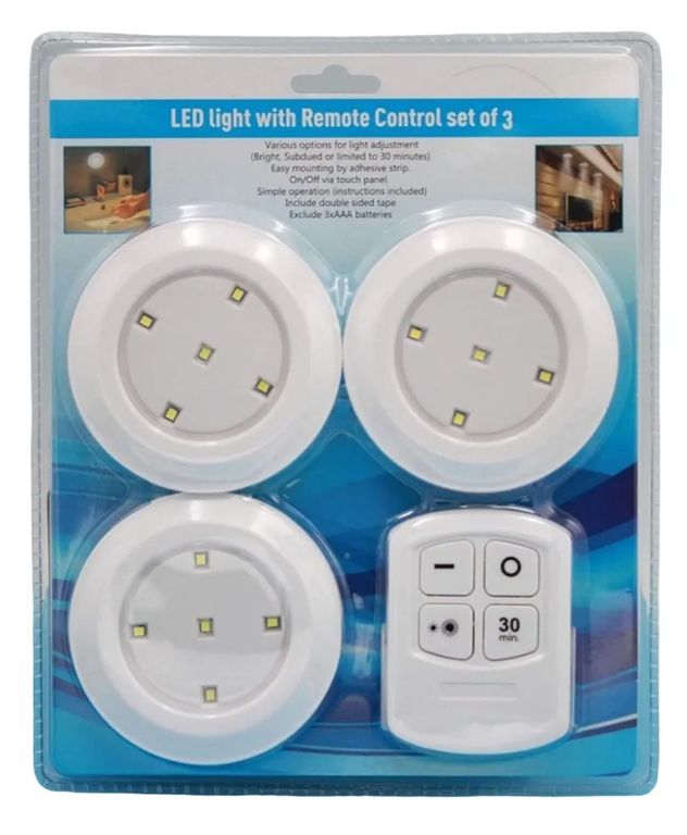 GENERICO Set 3 Luces LED Adhesivas Con Control Remoto | falabella.com