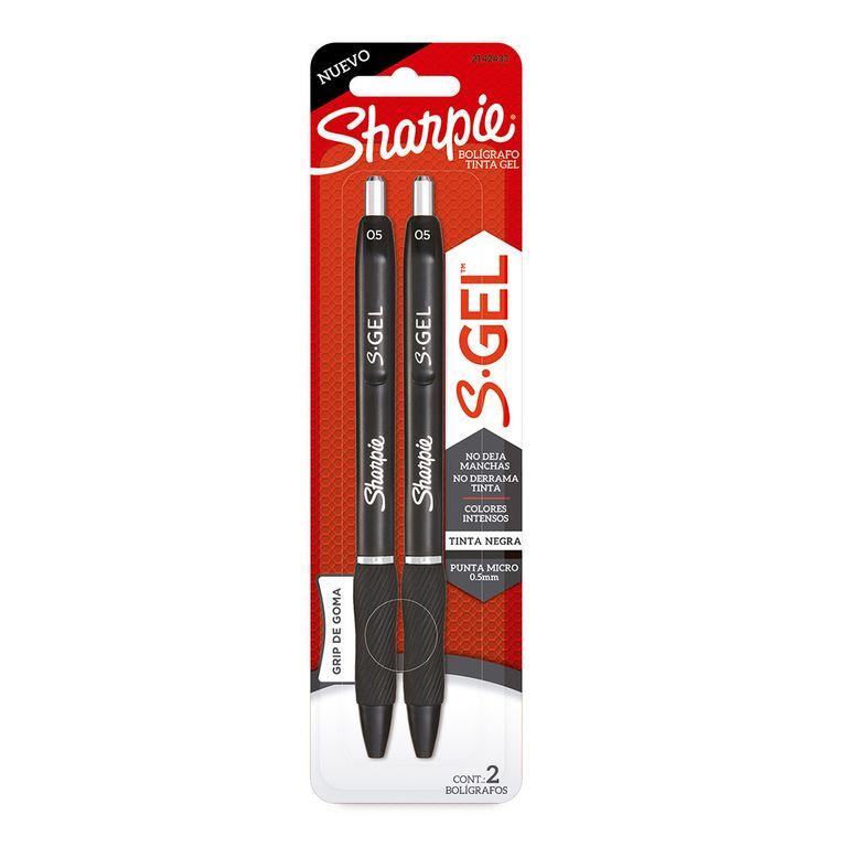 Set 2 Lápices Sharpie Tinta Negra S-gel 0,5mm Grip De Goma | Sodimac Chile