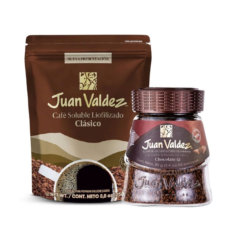 JUAN VALDEZ Pack Café Tradicional Doypack 250g y Liofilizado Chocolate ...