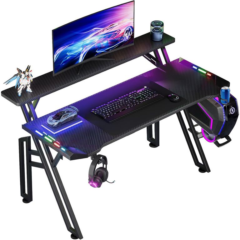 Escritorio Gamer Profesional Con Estantes RGB 120cm Con Luz | Sodimac Chile